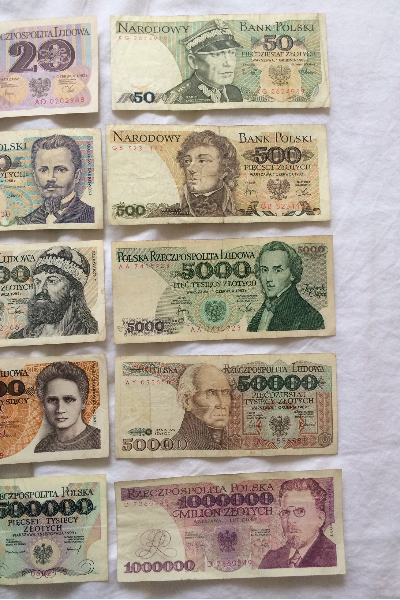 BANKNOTY PRL KOMPLET - OD 10 ZŁ DO 1000000 ZŁ !!!! - 7166650277 ...