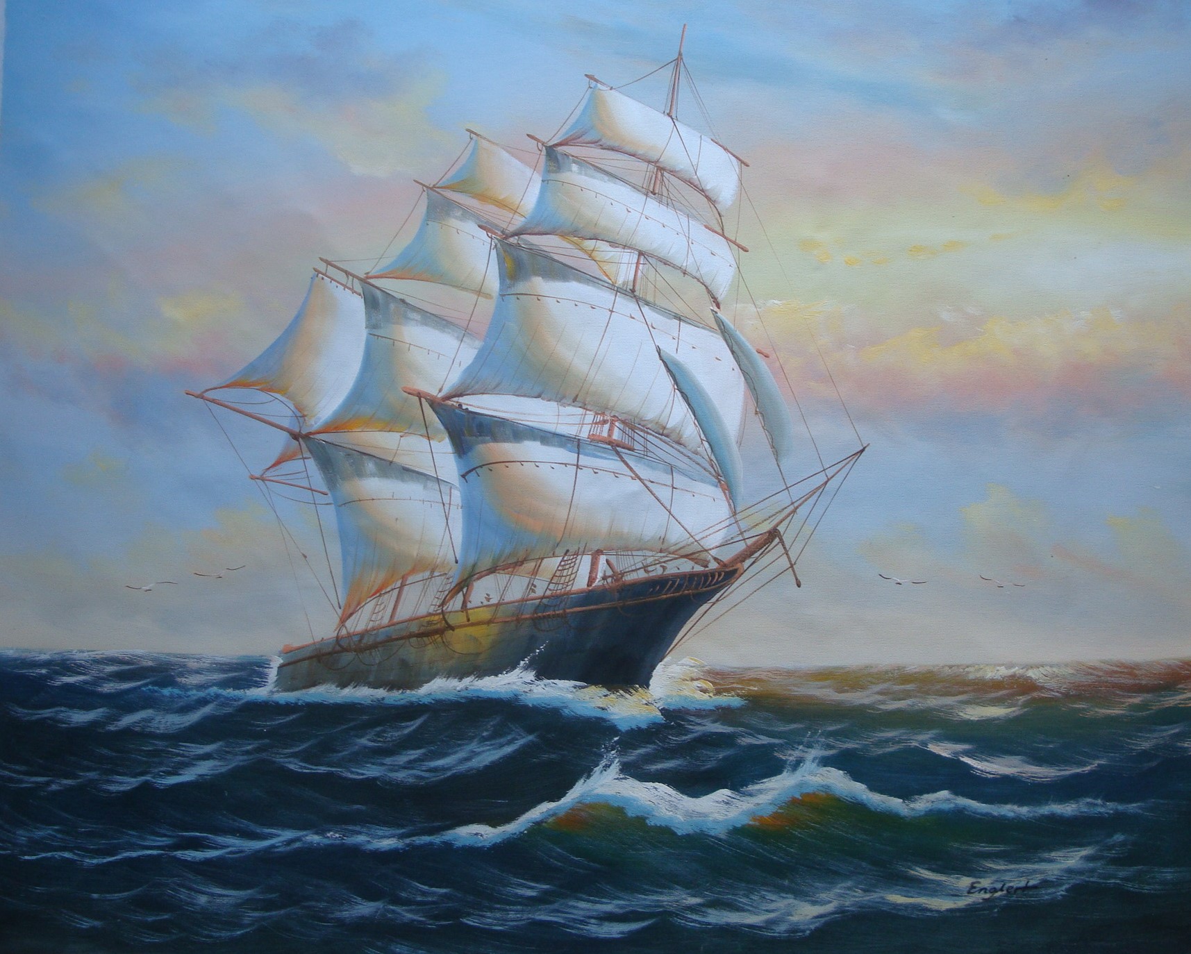 Obraz olejny Statek na morzu - 7373672442 - oficjalne archiwum allegro
