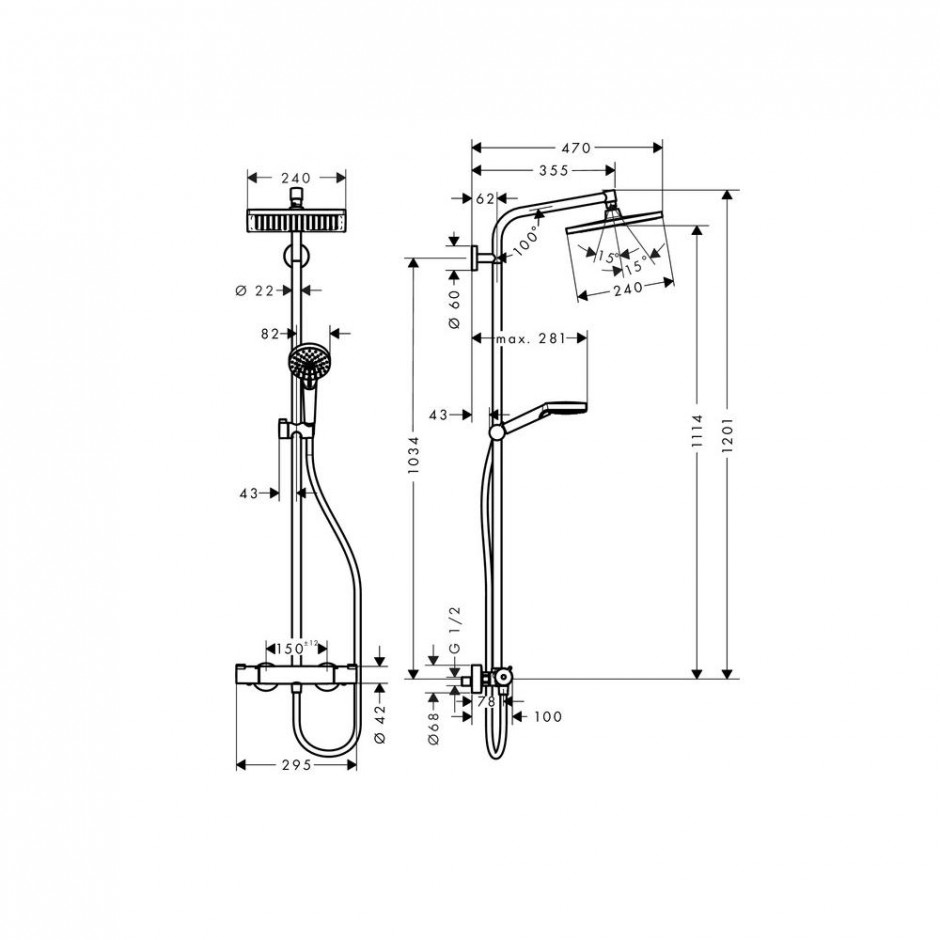HANSGROHE Komplet prysznicowy deszczownica 2727100 - 7163012276 ...