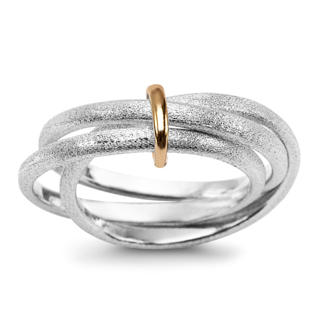 Srebrny pierścionek potrójny VERONA YES satynowy - 7213563265 ...