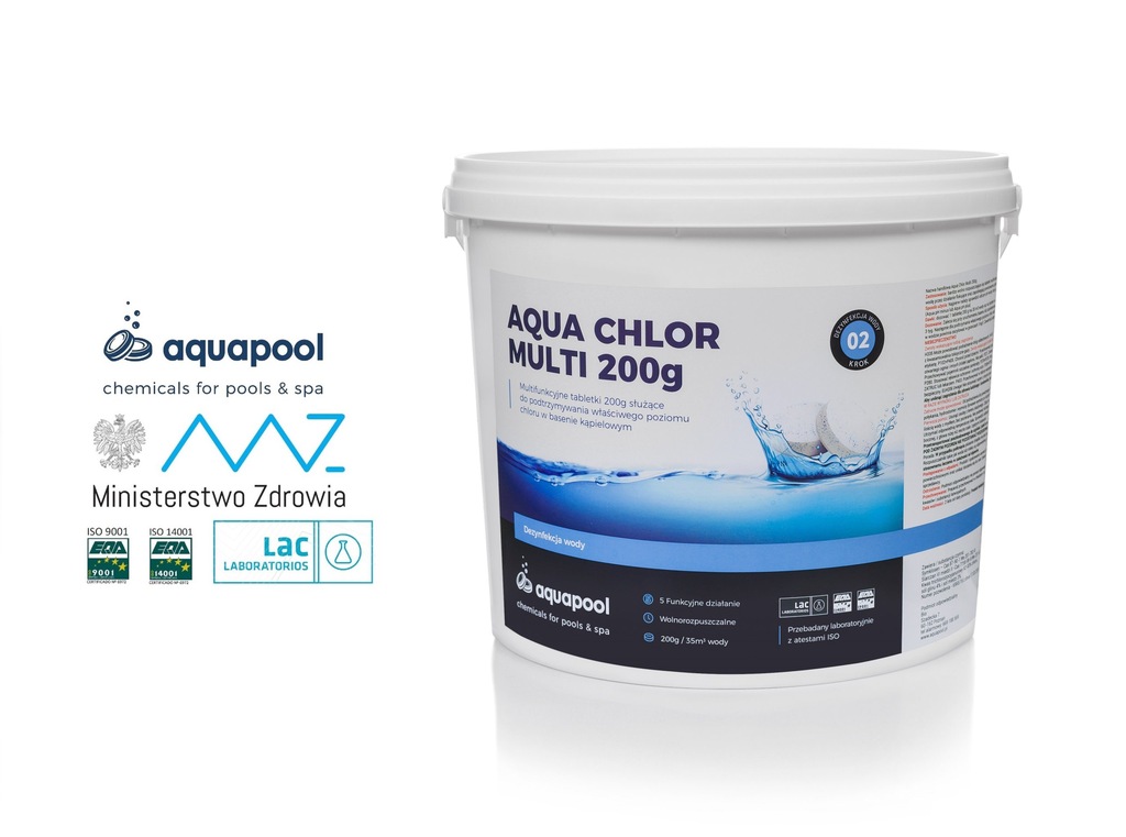 CHLOR MULTI TABLETKI 200g 5kg basen chemia NOWOŚĆ - 7149811924 ...