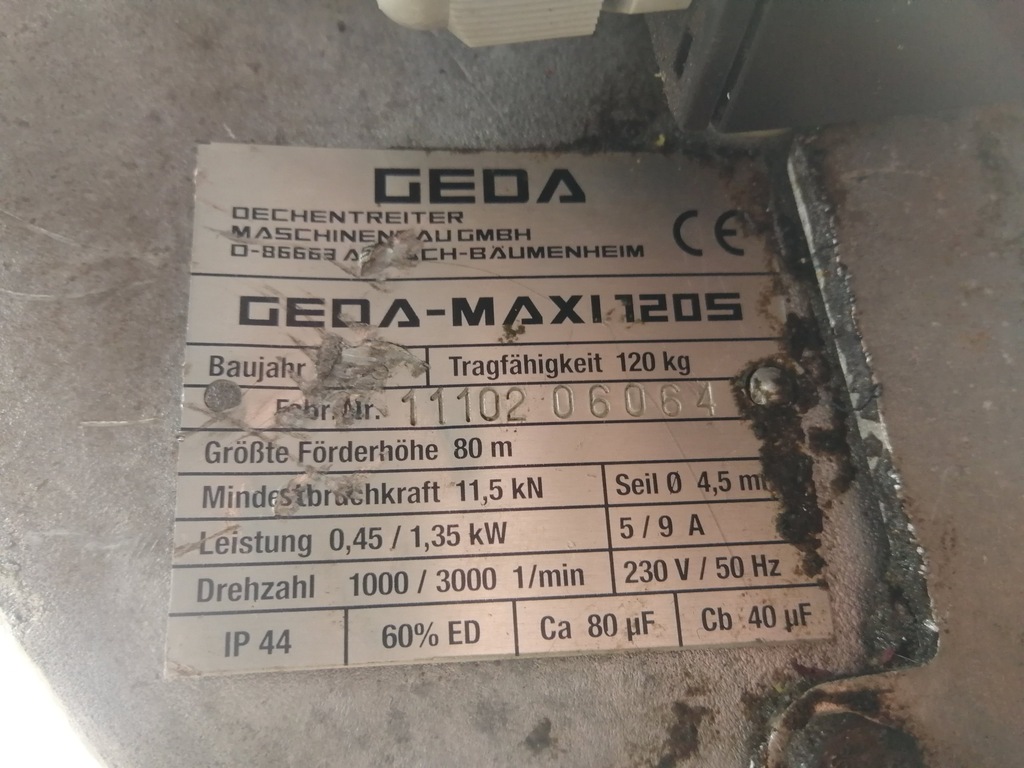 Wciągarka linowa GEDA MAXI 120 S wyciągarka F.Vat - 7352453719 ...