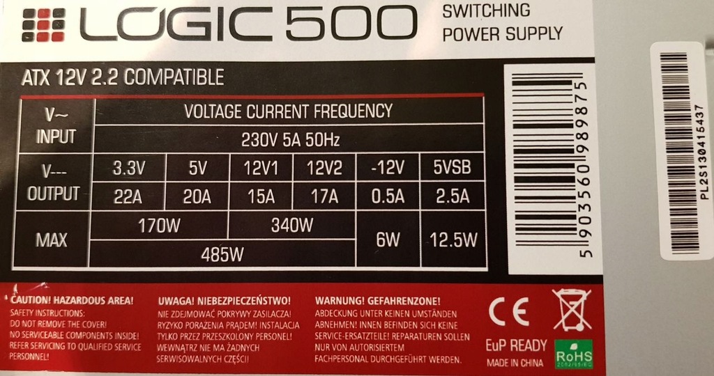 500W Logic 500 ATX 12V 2.2 Compatible - 7703734763 - oficjalne archiwum ...
