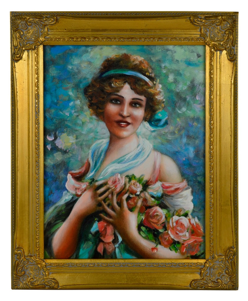 Obraz Olejny Portret Kobiety 37x47 7060440401 Oficjalne Archiwum Allegro