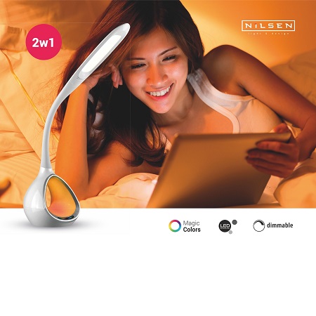 LAMPKA NA BIURKO NOCNA NILSEN CAVE 12W LED MAGIC - 7739691427 - oficjalne archiwum Allegro