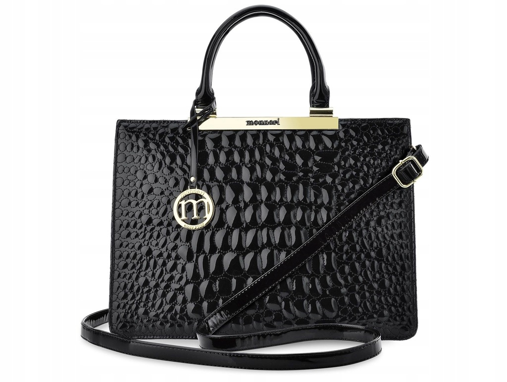 TOREBKA DAMSKA MONNARI LAKIEROWANA SZTYWNA AKTÓWKA - 7555146306 - oficjalne archiwum Allegro